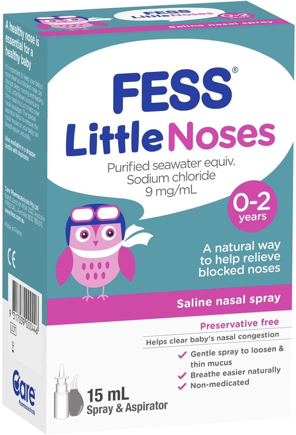 Fess Little Noses Saline Nasal Spray 15 ml + Aspirator : Amazon.com.au ...