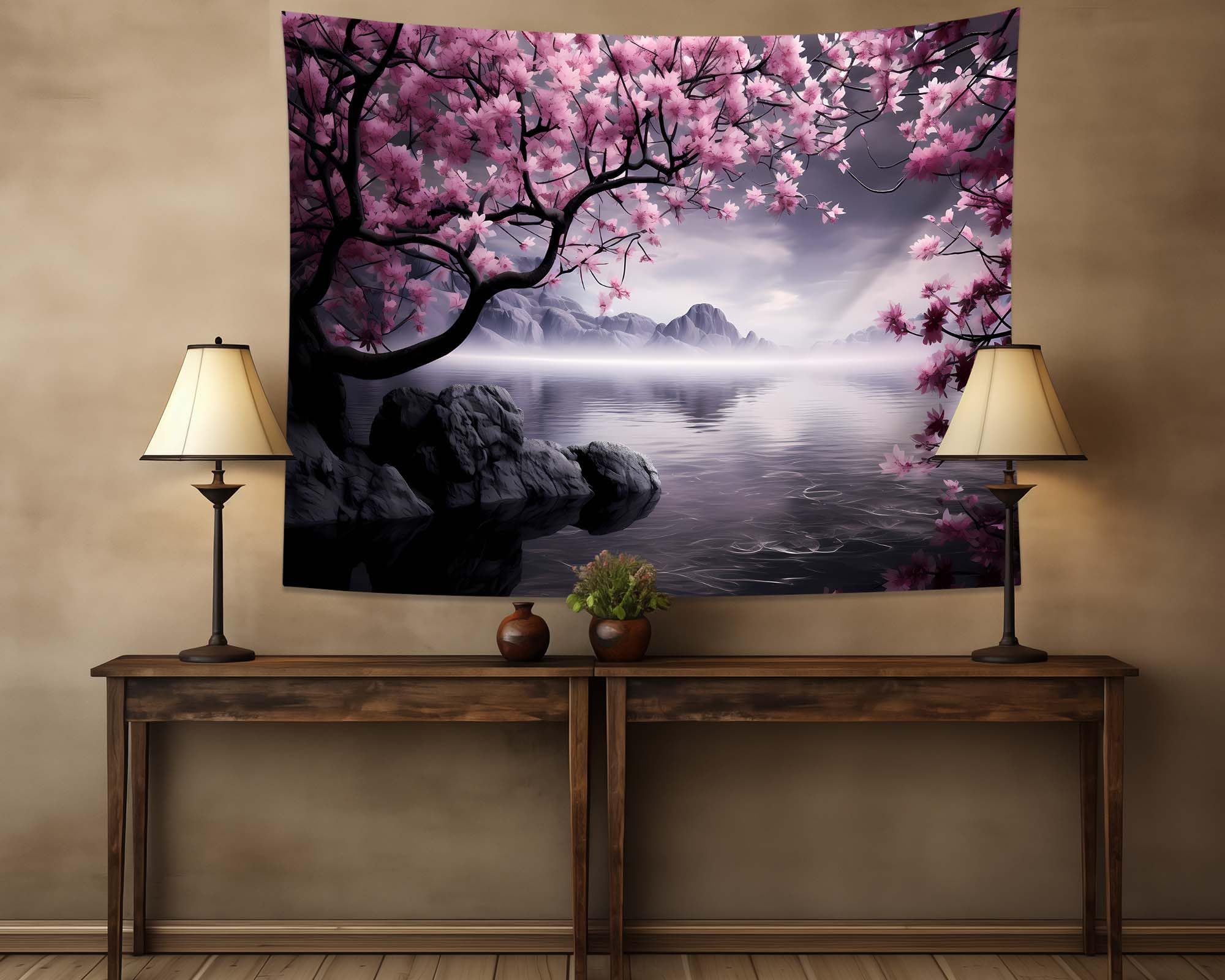 Snapklik.com : Japanese Tapestry Wall Hanging, Asian Cherry Blossom ...