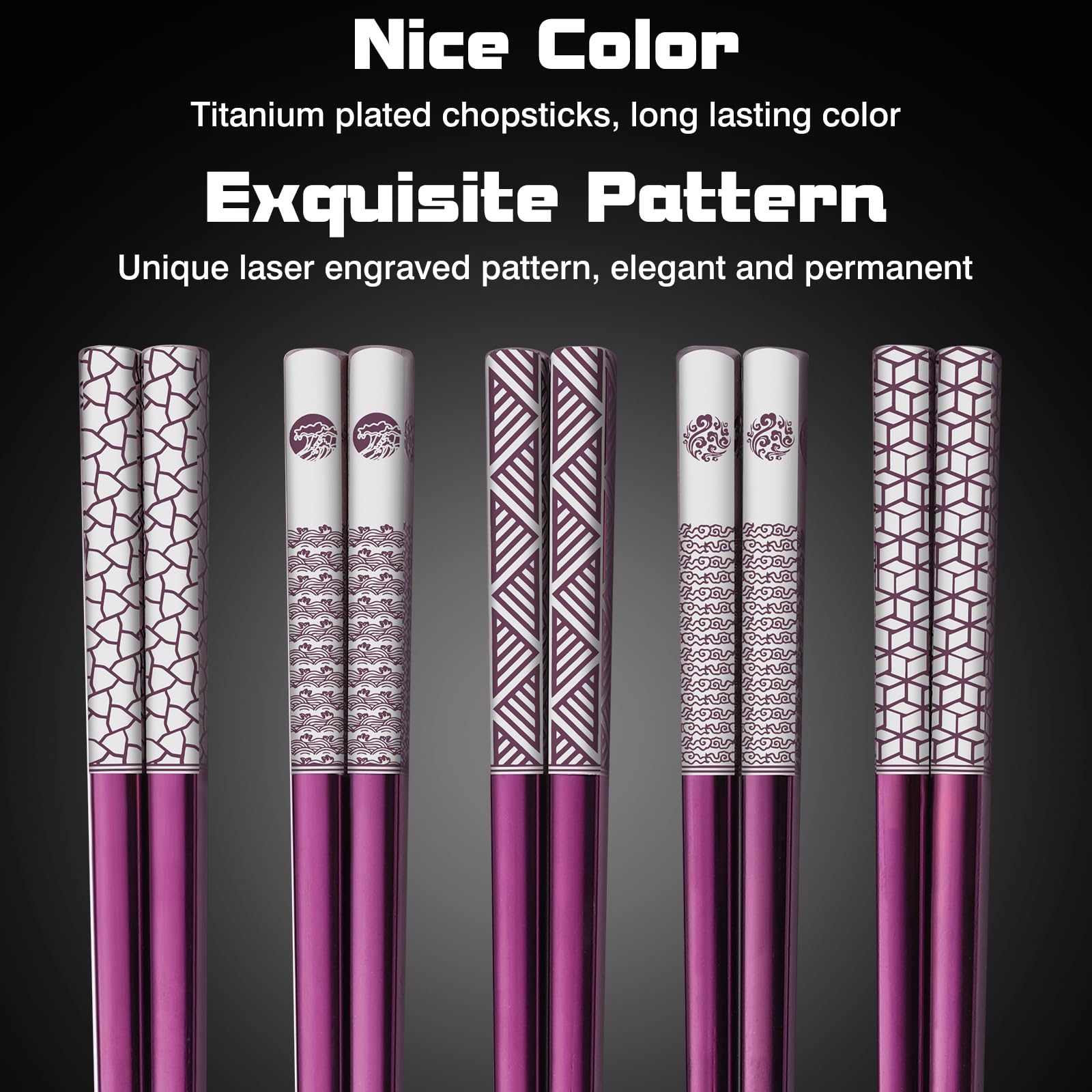 Snapklik.com : TIICOO Metal Chopsticks Reusable 18/8 Stainless Steel ...