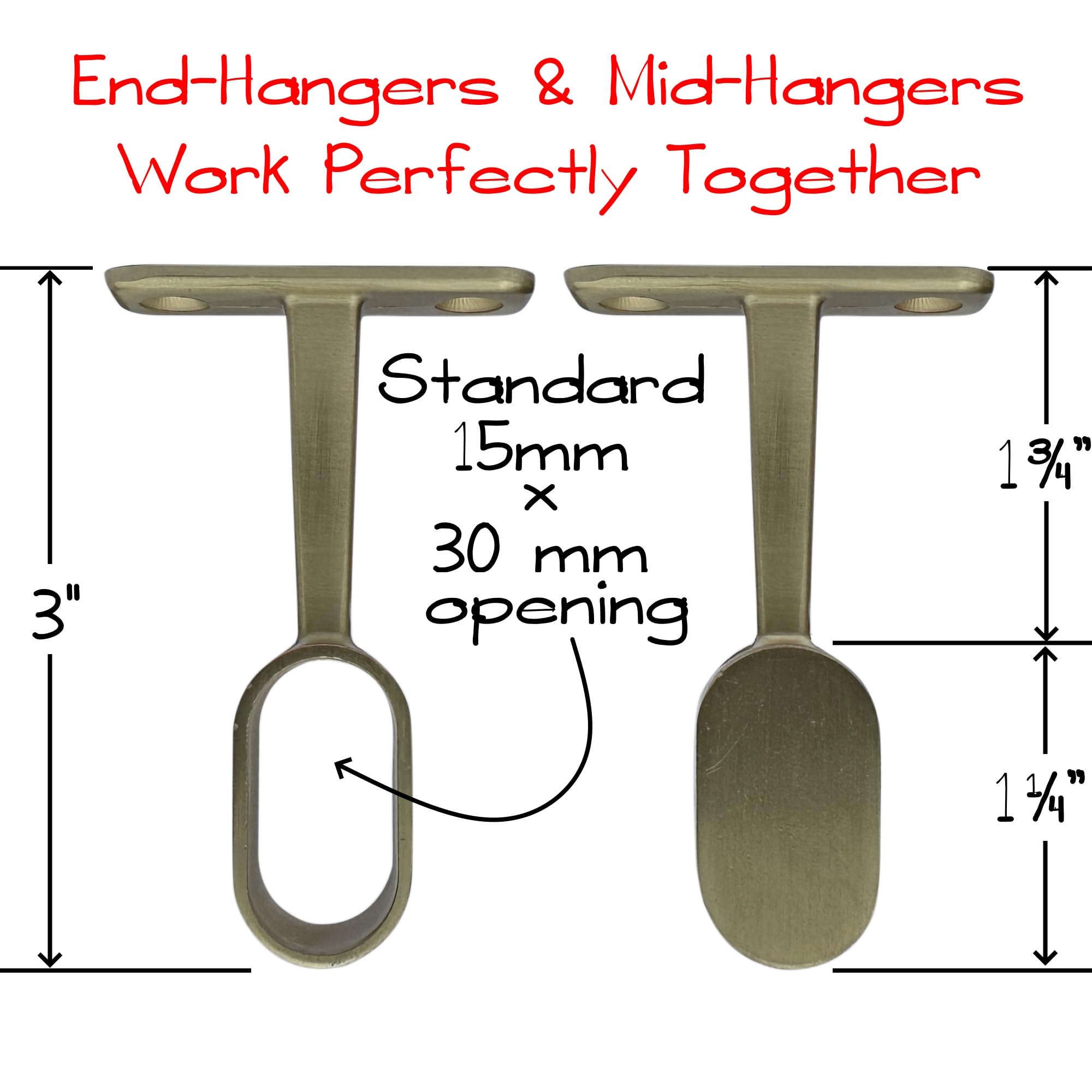 Snapklik.com : Oval Closet Rod Middle Support Satin Brass 4 Pack