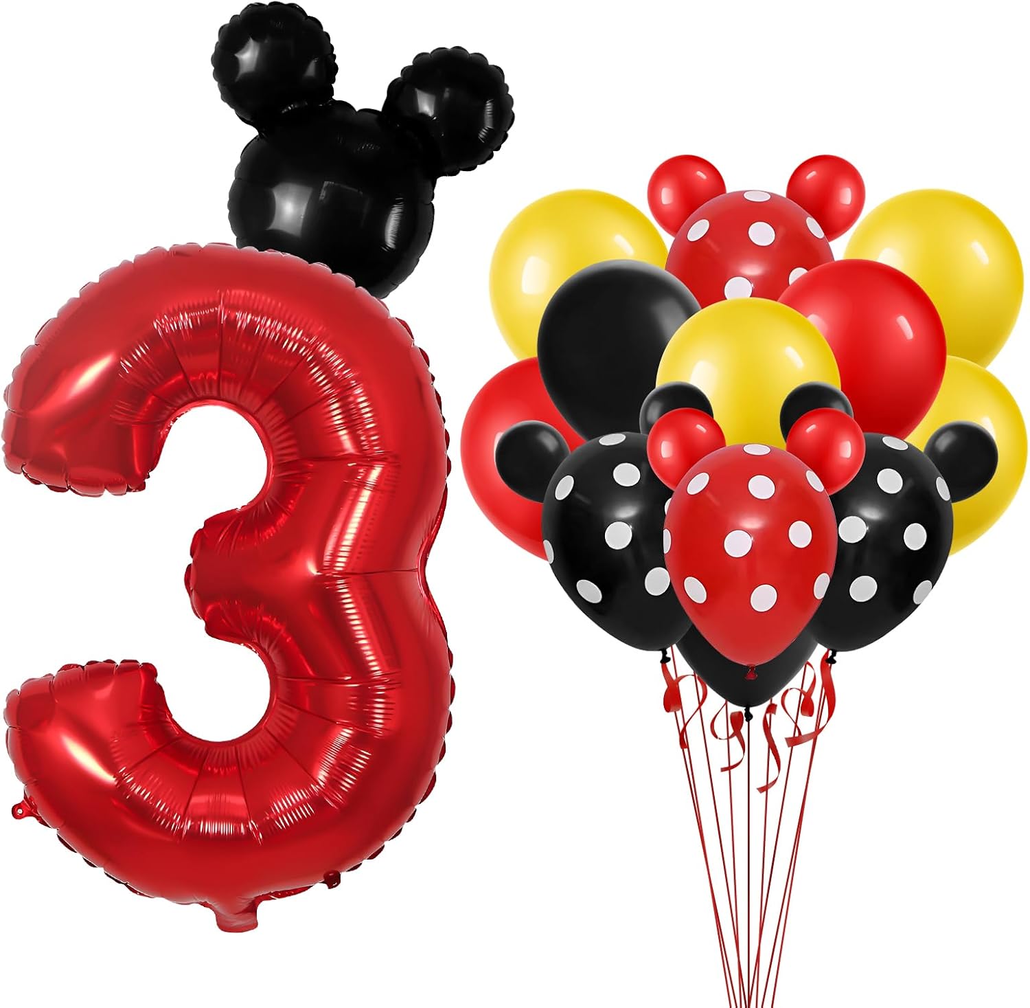 Amazon.com: Hongplus Mouse Number 3 Birthday Balloons Set, 32”Black Red ...