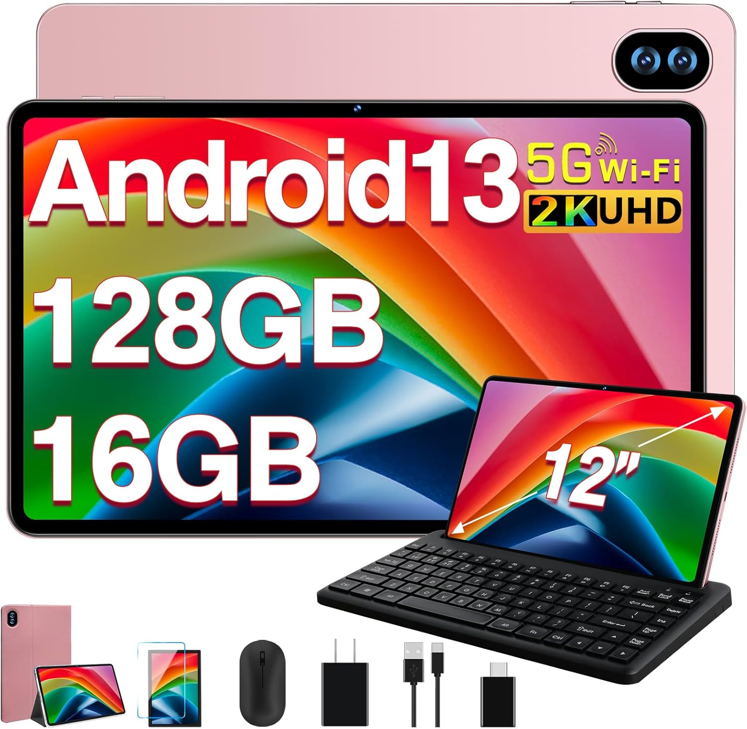 Amazon.com : MEBERRY Tablet 12 Inch Android 13 Tablet 2K Screens,16GB ...