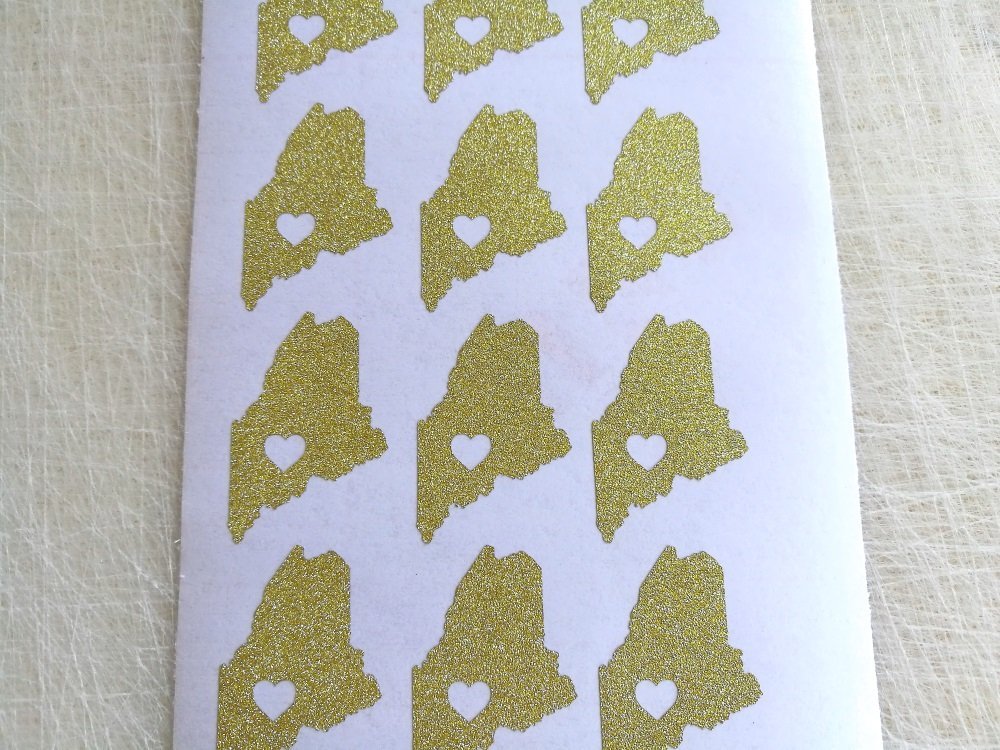 Amazon.com: 20 Maine state shape stickers/glitter wedding décor/Maine ...