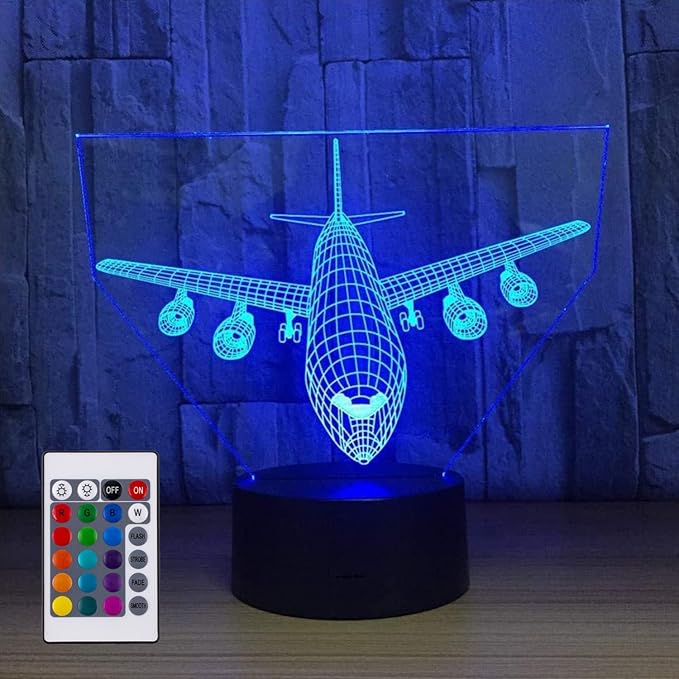 Amazon.com: YKLWORLD Airplane Night Light 3D Illusion Lamp 16 Color ...