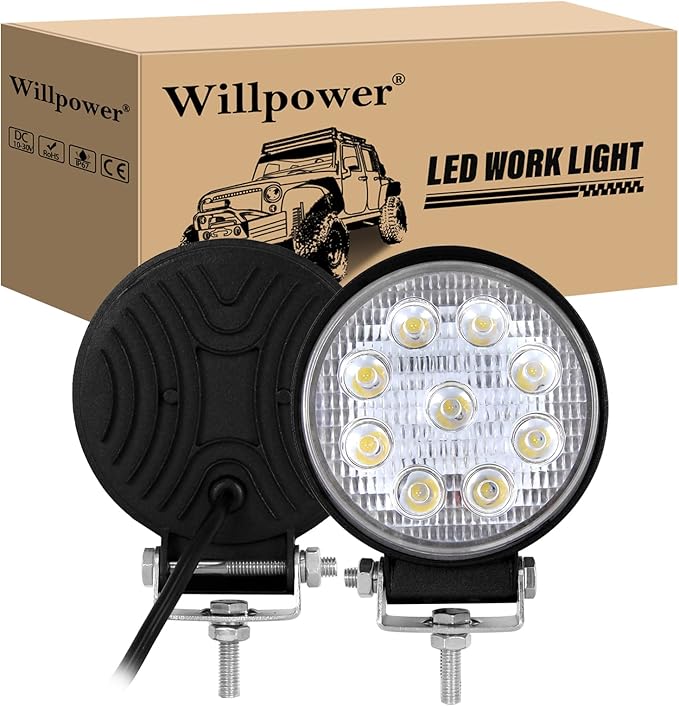Willpower 10cm 27W Faro da Lavoro LED 12V 24V Faretto LED Impermeabile IP67 Inondazione Luci di ...