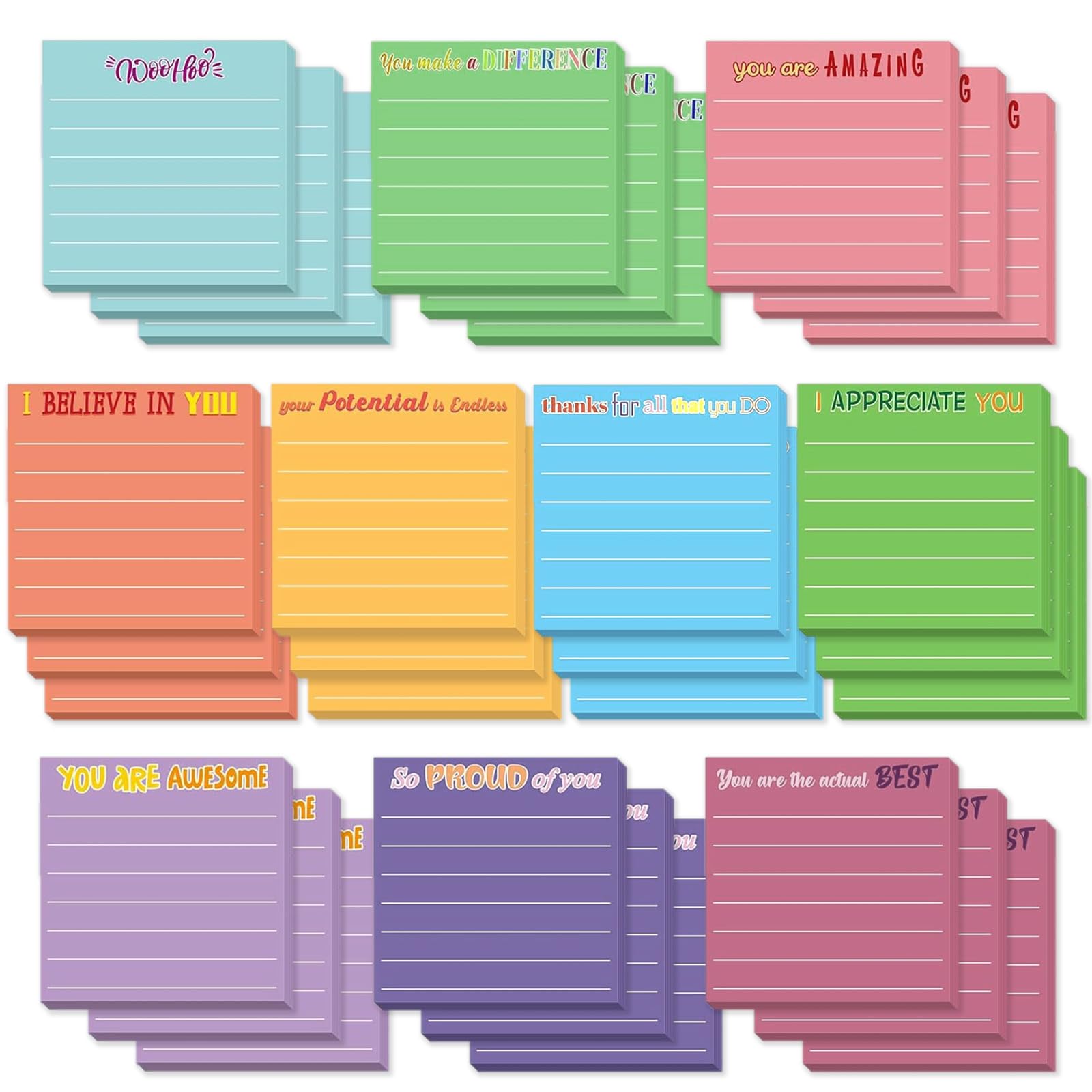 Amazon.com : 30 Pieces Inspirational Sticky Notes with Lines Sayings, 3 ...