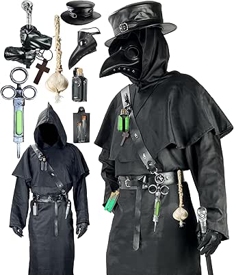 Amazon.com: Absolute Vibe Plague Doctor Costume Set Halloween Props ...
