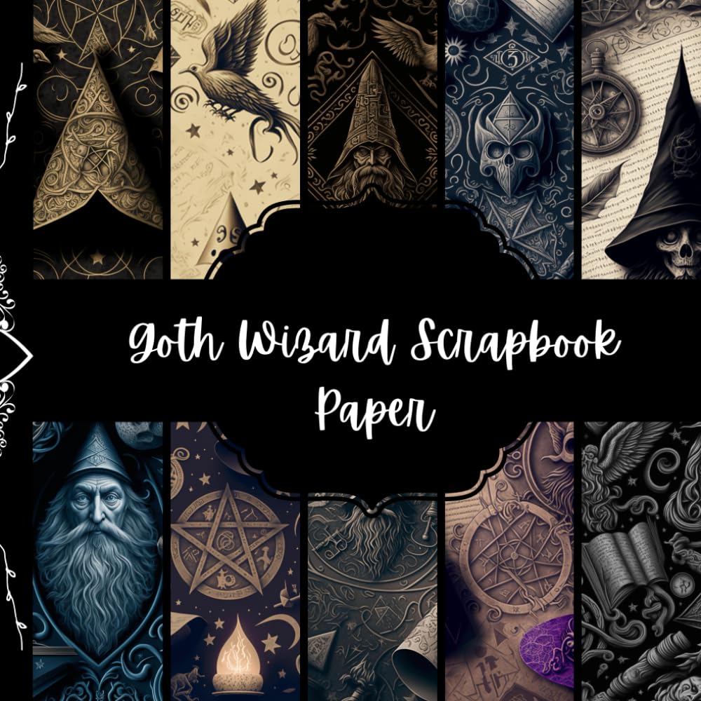 Goth Wizard Scrapbook Paper, Magical Junk Journal Paper, 8,5" by 8,5 ...