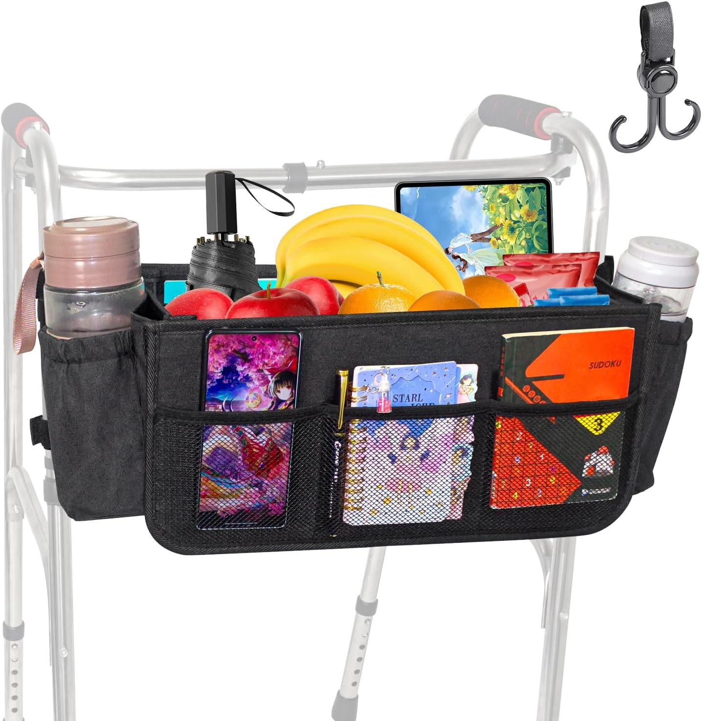 Amazon.com: Upgrade Walker Basket with Cup Holder, Foldable Storage Bag ...