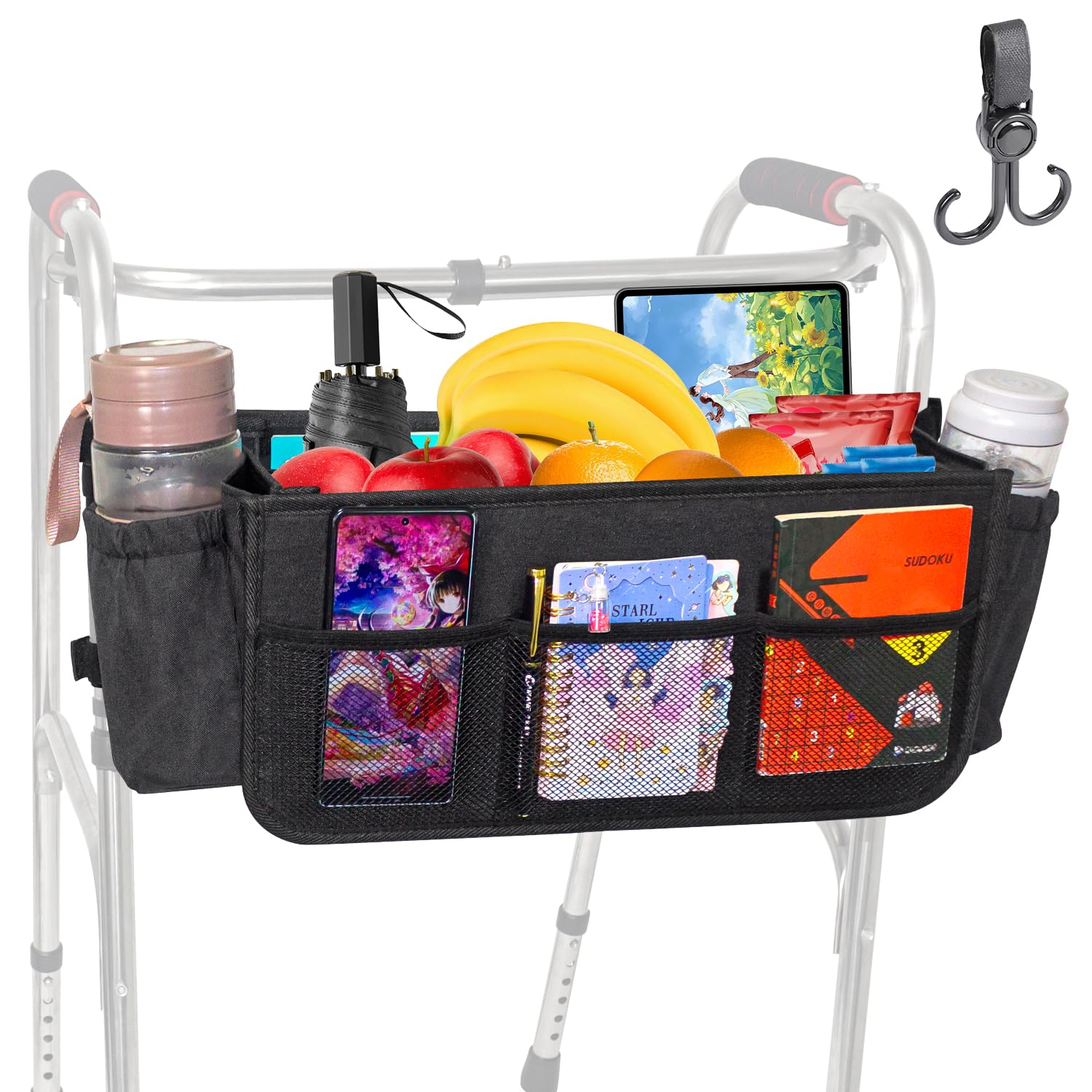 Amazon.com: Upgrade Walker Basket Walker Bag Water Cup Holder,Foldable ...