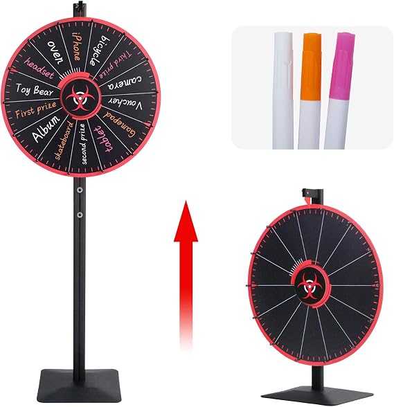 T-SIGN 24 Inch Spinning Prize Wheel Spinner Stand, Tabletop or Floor ...