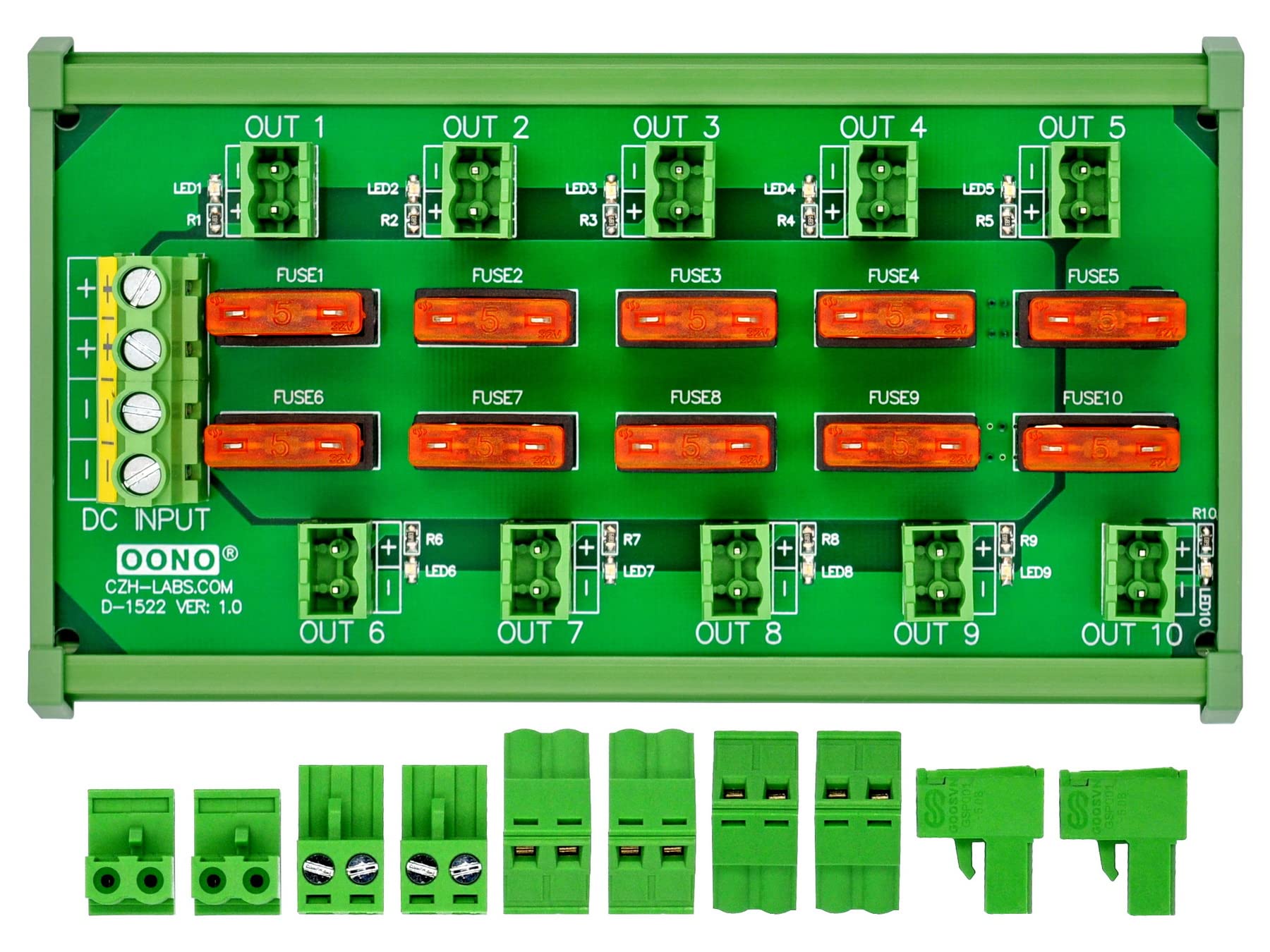 Snapklik.com : DIN Rail Mount Fused DC 5-32V 10 Position Pluggable ...