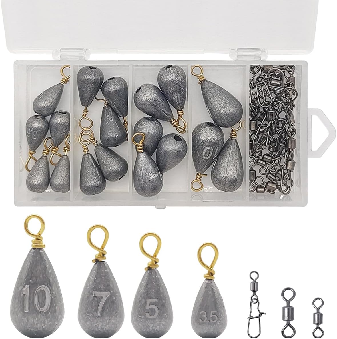 Amazon.com : DaKuan Fishing Weights Sinkers Kit, 48pcs Drop Shot ...