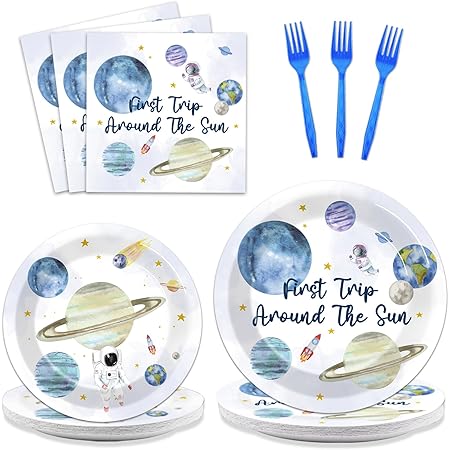 Amazon.com: BkeeCten 3Pack First Trip Around The Sun Space Party ...