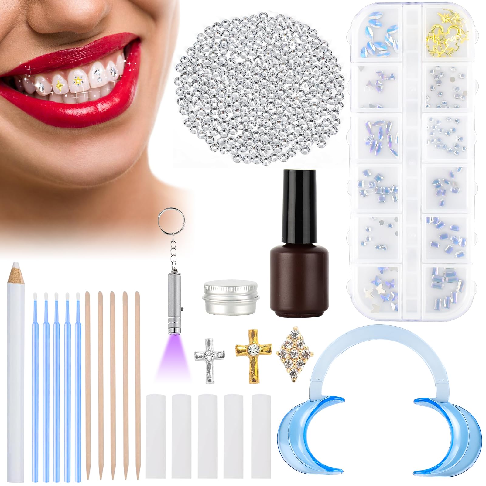 Amazon.com: Tooth Gem Kit,Tooth Gems DIY Crystals Jewelry with Light ...