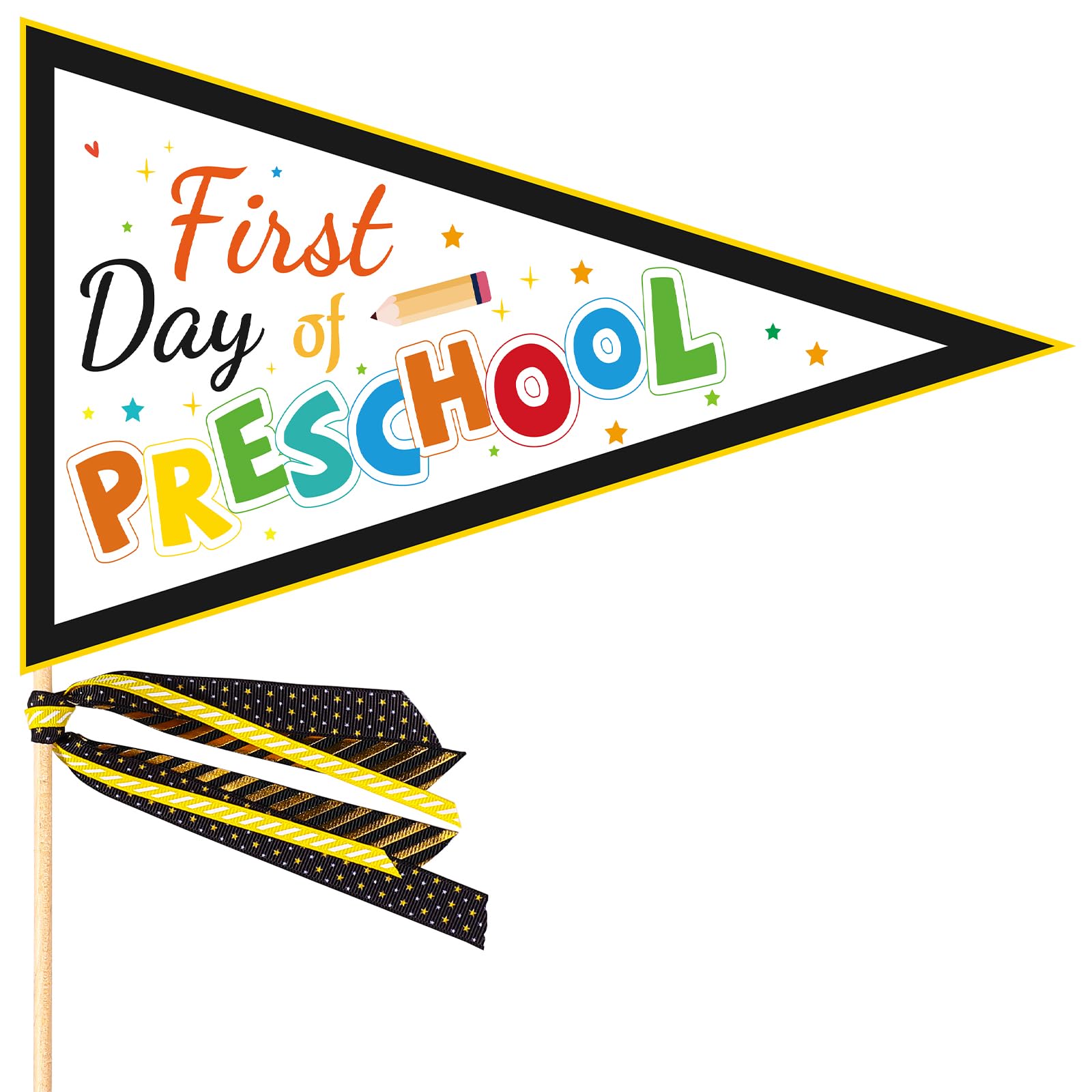 Snapklik.com : First Day Of Preschool Banner, Pennant Banner Flags ...