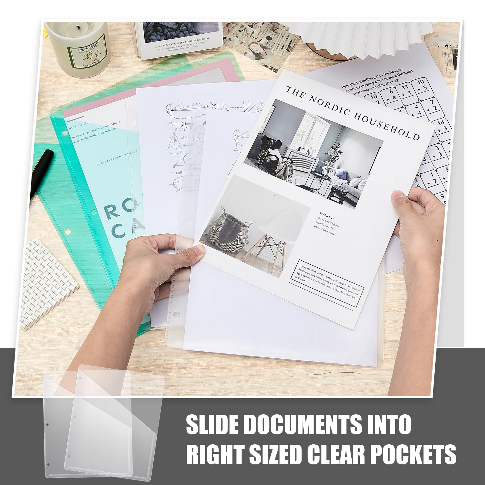 Pocket Binder With Plastic Sleeves Seajan 48 Pcs Binder Pockets For 3 ...