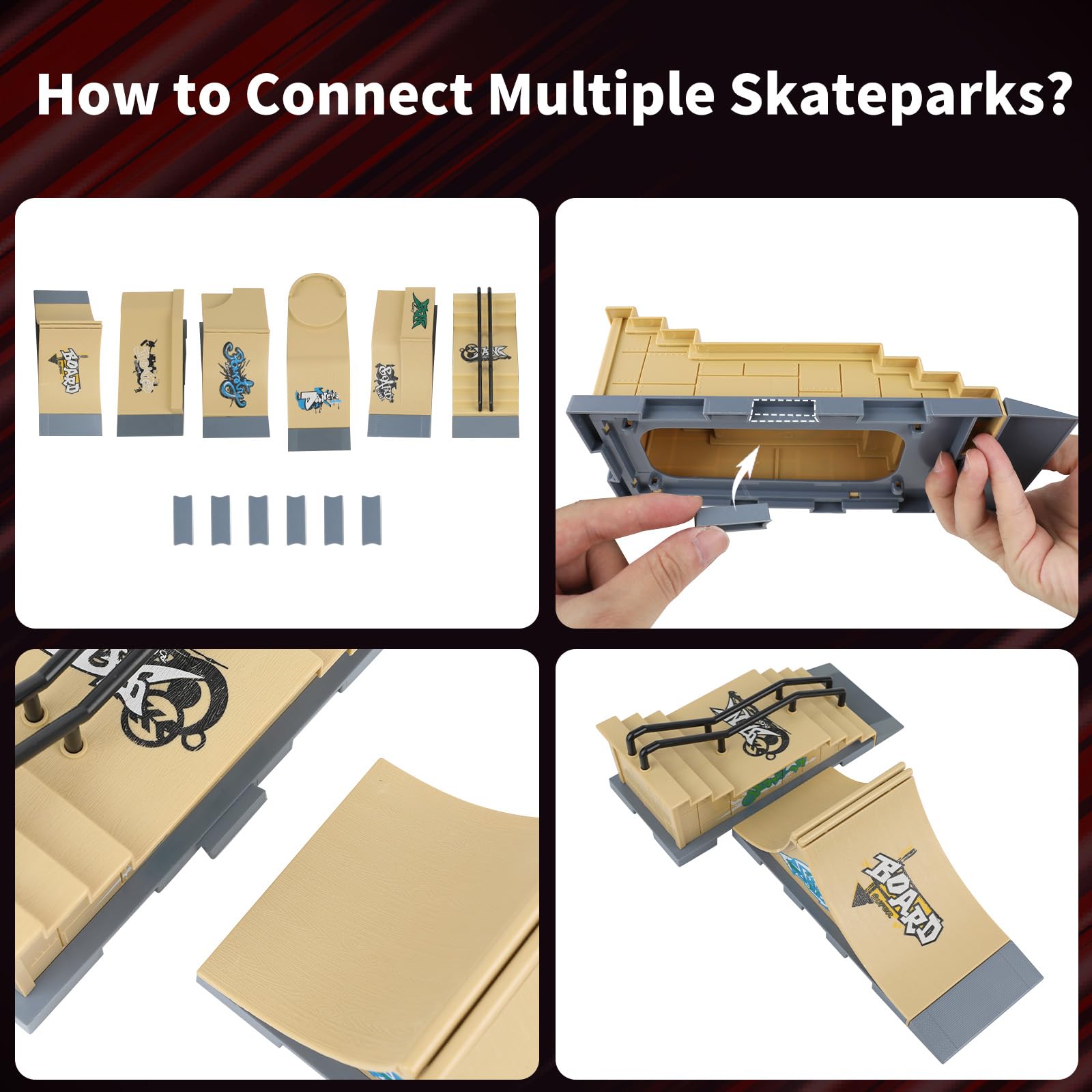 Snapklik.com : Finger Skateboard Park Ramp Set, 6 In 1 Plus 11 Mini ...