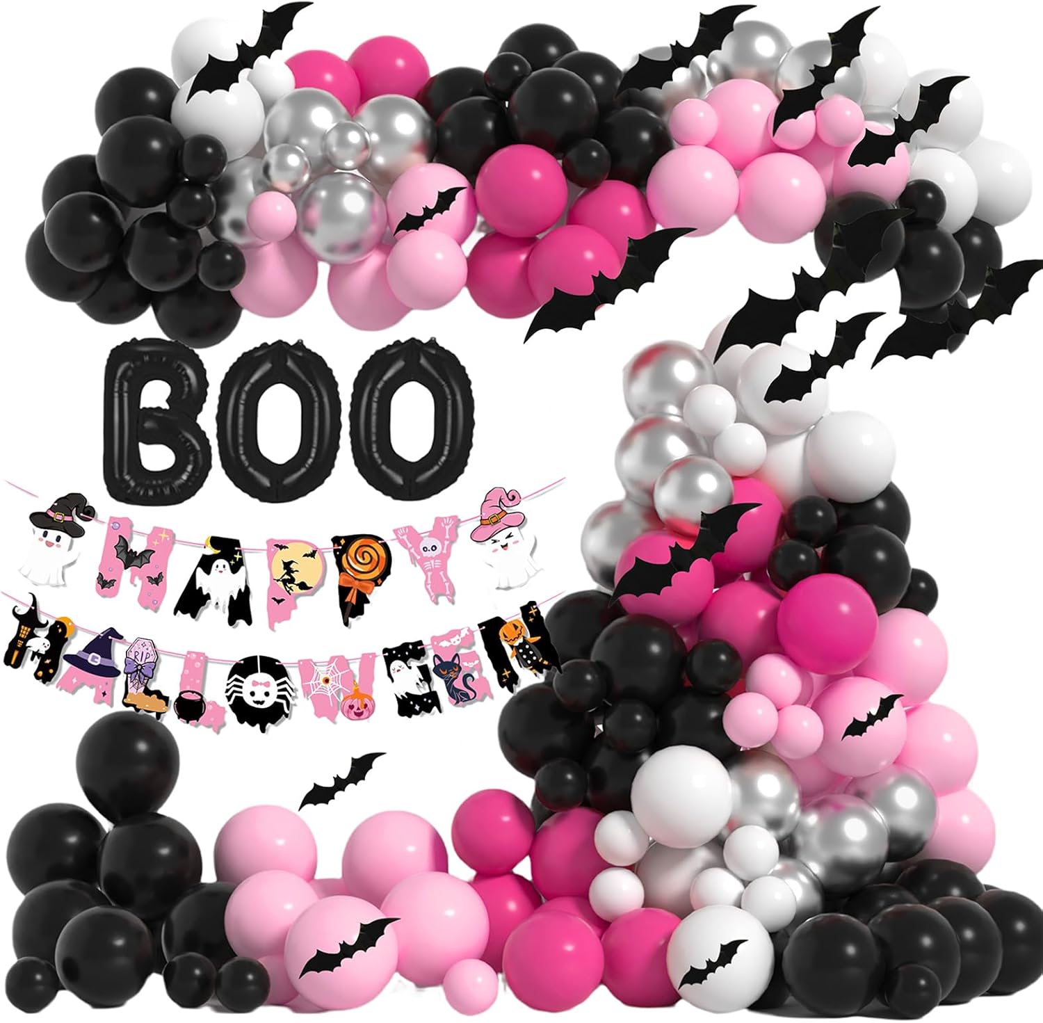 Amazon.com: Pink Halloween Decorations Kit - Balloon Arch, Garland ...
