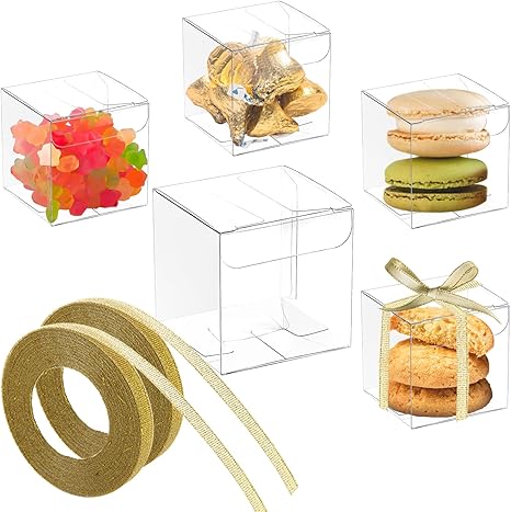 Amazon.com: LDHHYH 200 Pack 2x2x2 Inch Clear Favor Boxes with Gift ...