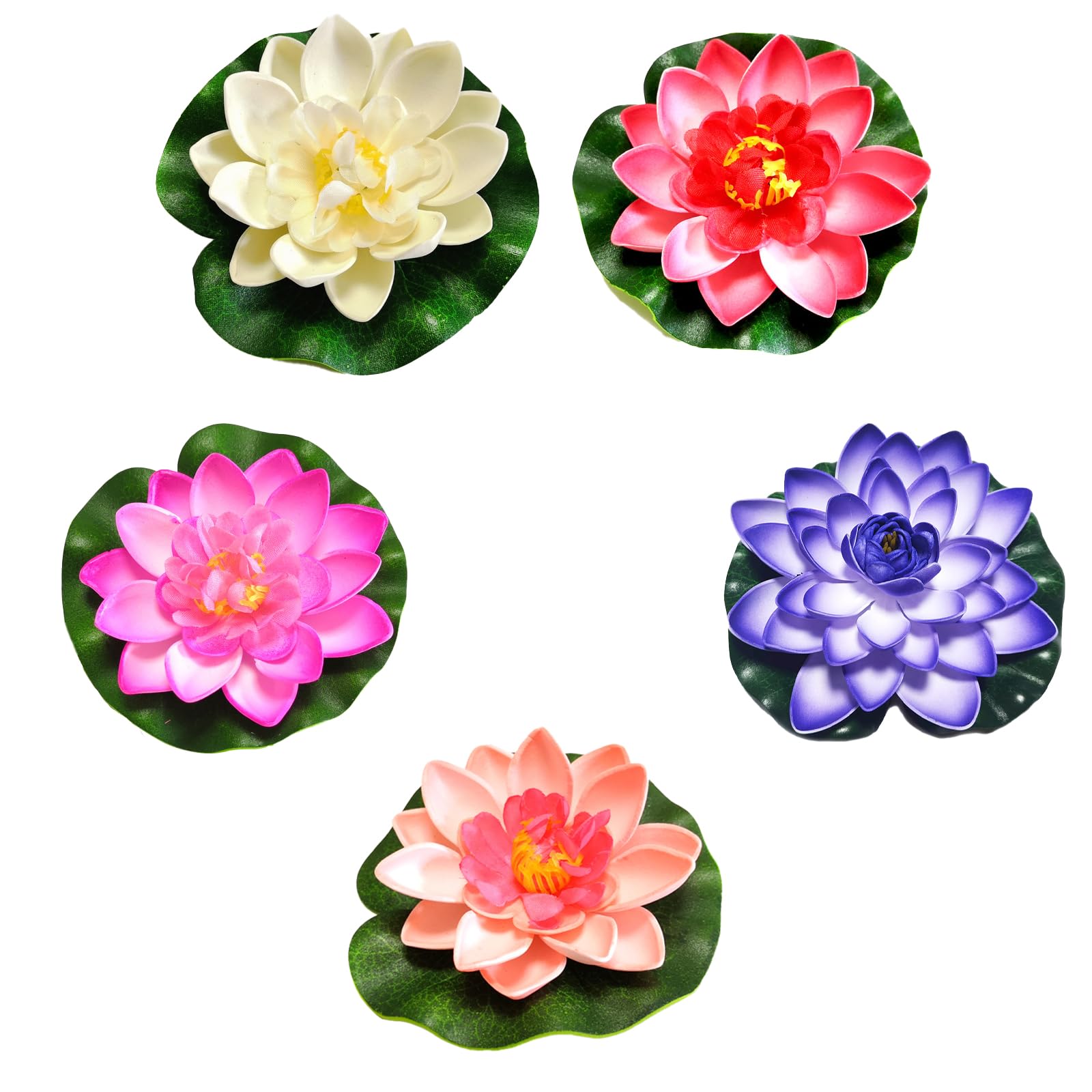 Simsky Lot de 5 Fleurs de Lotus Artificielles Flottantes, 10 cm ...