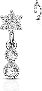 Amazon.com: Cocharm Cute Dangling Flower Rook Earrings for Women - 16g ...