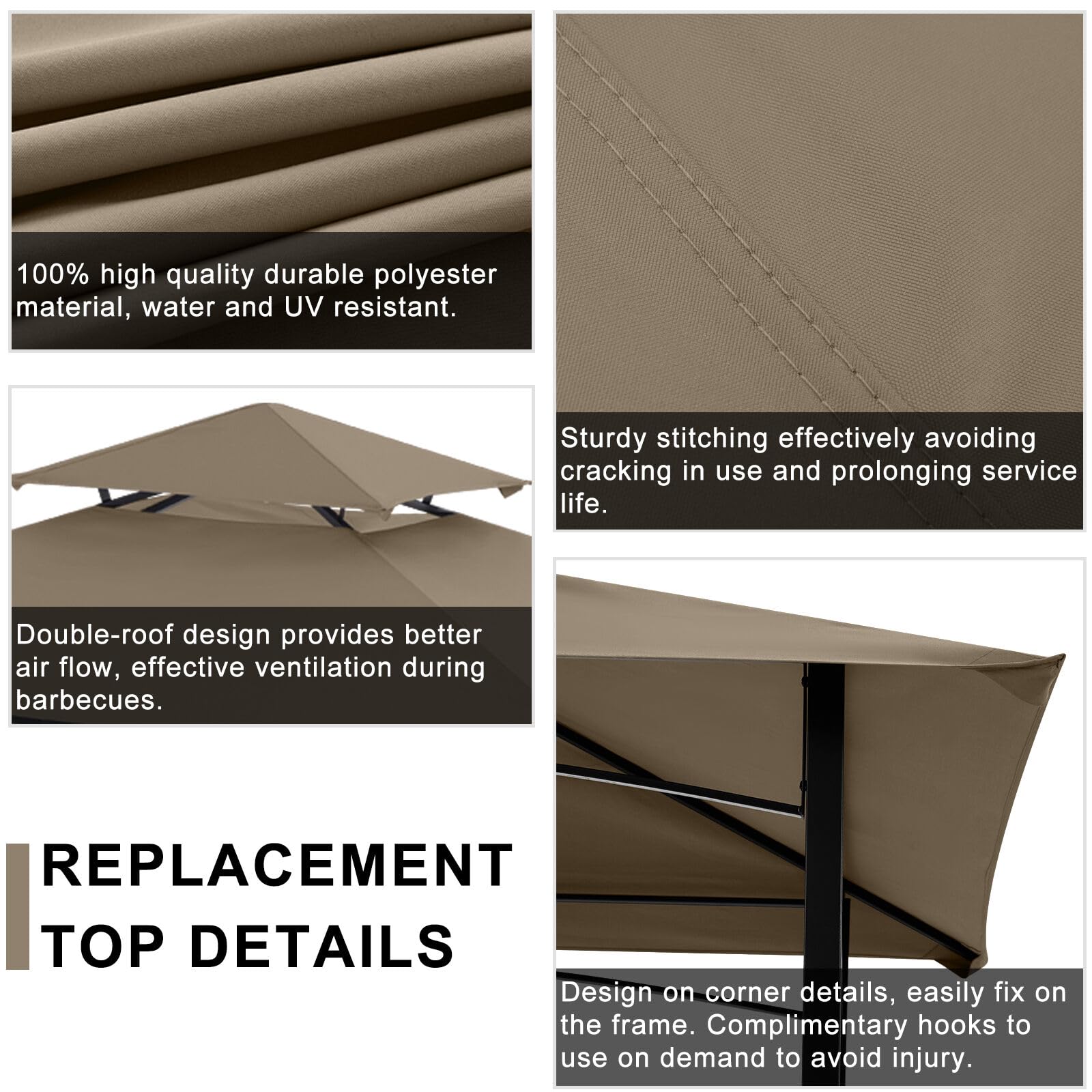 Snapklik.com : ABCCANOPY Grill Gazebo Canopy Replacement - 5x8 Double ...