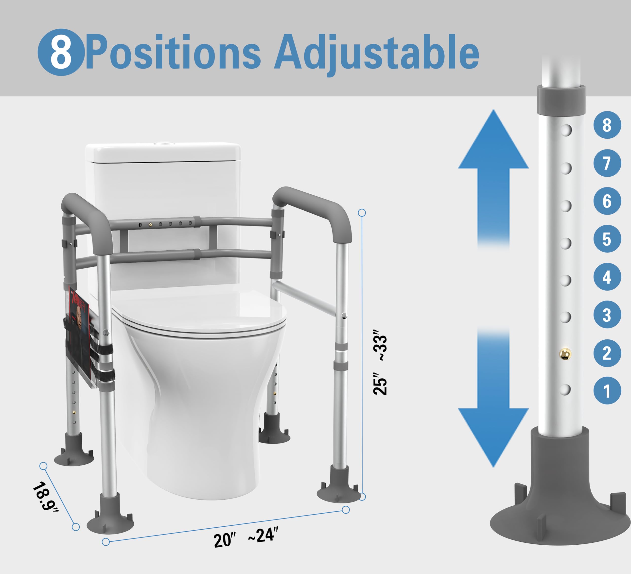 Snapklik.com : Delog Toilet Safety Rails, Adjustable Toilet Safety Frame For Elderly, Seniors ...