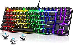 Amazon.com: Mechanical Gaming Keyboard, Compact 89 Keys RGB Backlit ...