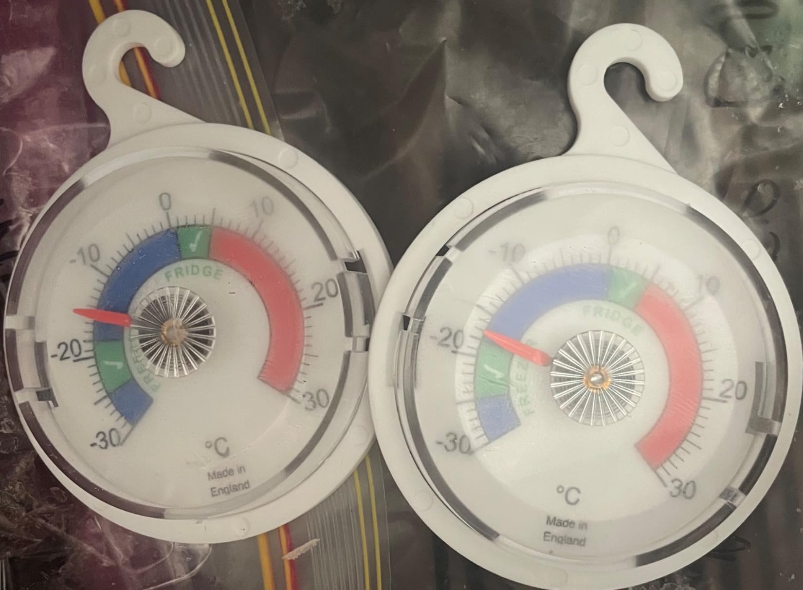 Twin Pack Fridge Thermometer Dial Refrigerator Thermometer, 65 mm Dial ...