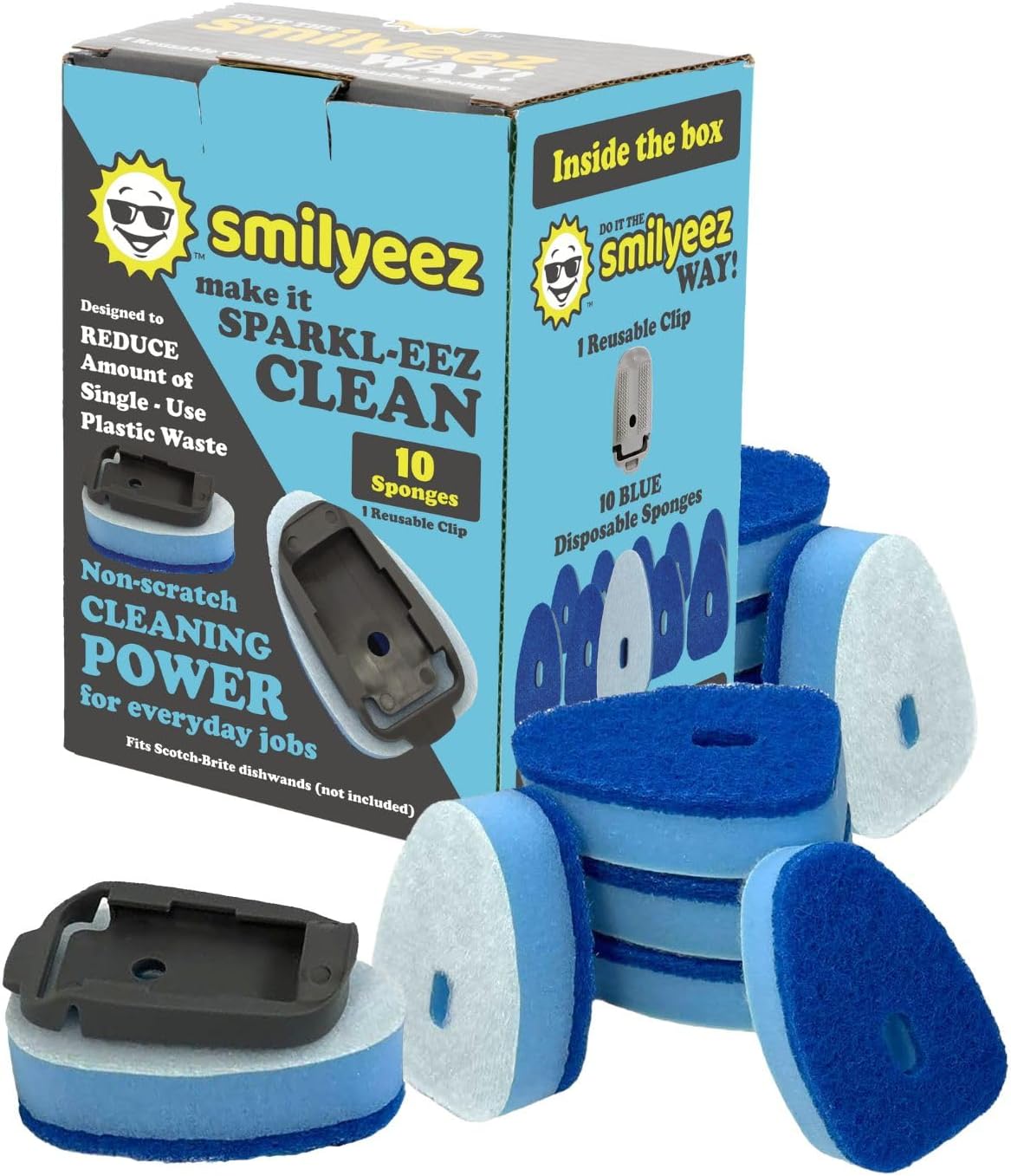 Amazon.com: Smilyeez No-Plastic Blue Non-Scratch Sponge Refill with ...