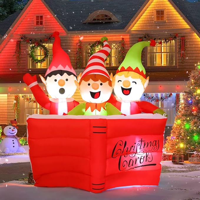 Amazon.com: COMIN 5 FT Christmas Inflatables Elf Outdoor Decorations ...