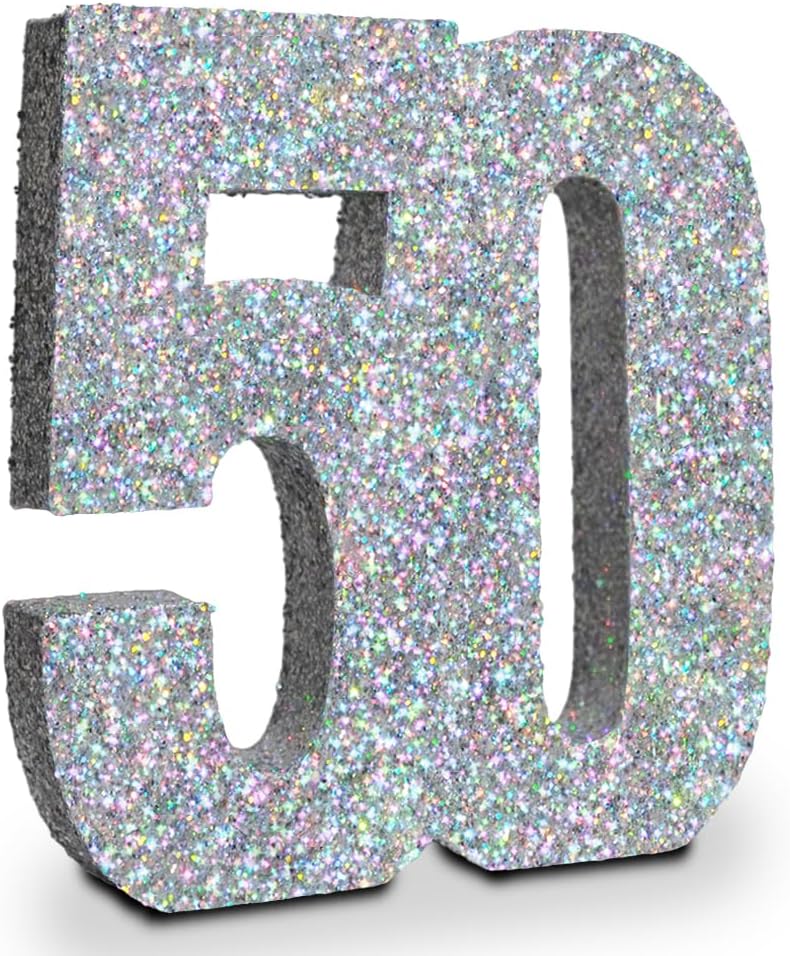Amazon.com: Eploger 50th Anniversary Decorations - Silver Glitter ...