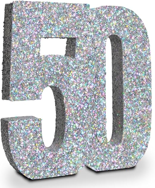 Amazon.com: Eploger 50th Anniversary Decorations - Silver Glitter ...