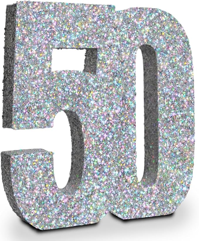 Amazon.com: Eploger 50th Anniversary Decorations - Silver Glitter ...