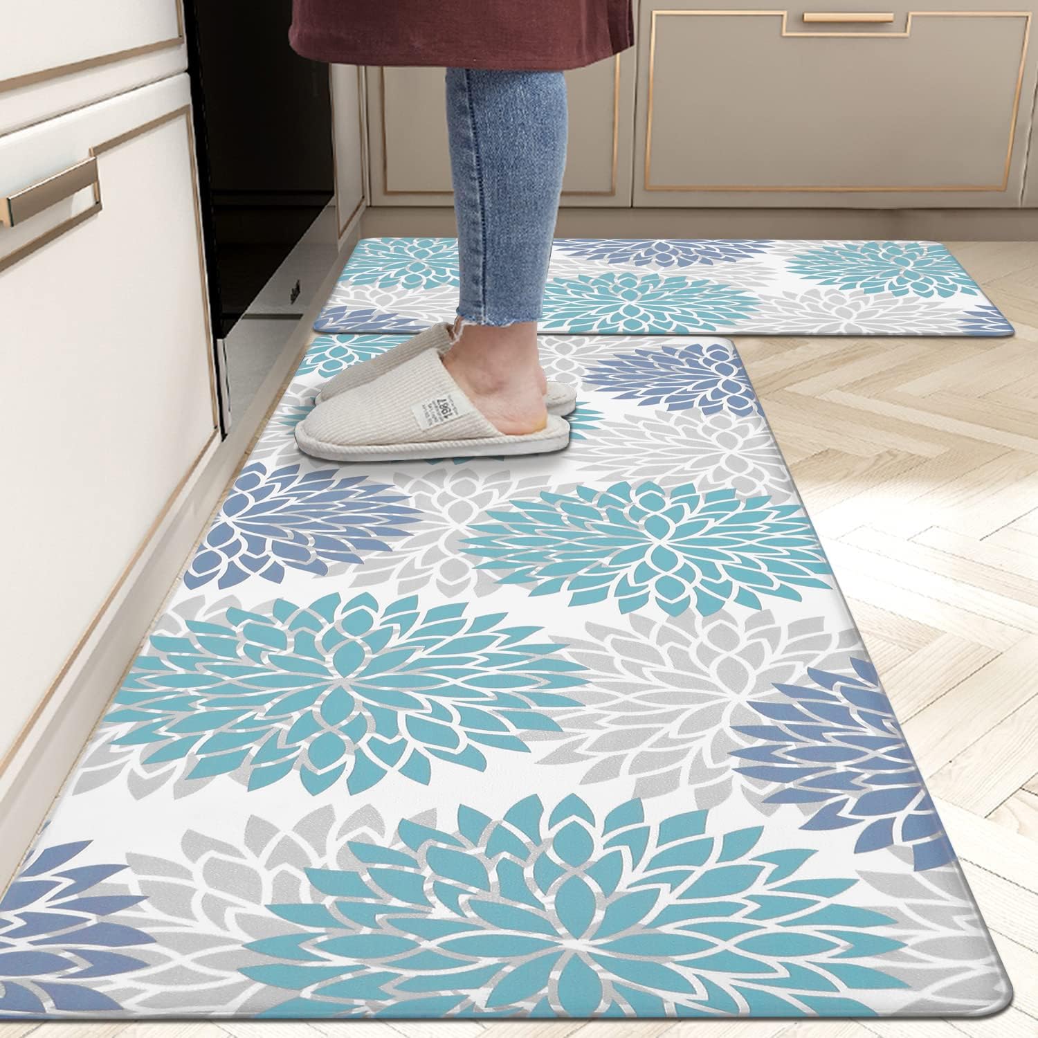 Amazon.com: HEBE Anti Fatigue Kitchen Rug Sets 2 Piece Non Slip Kitchen ...