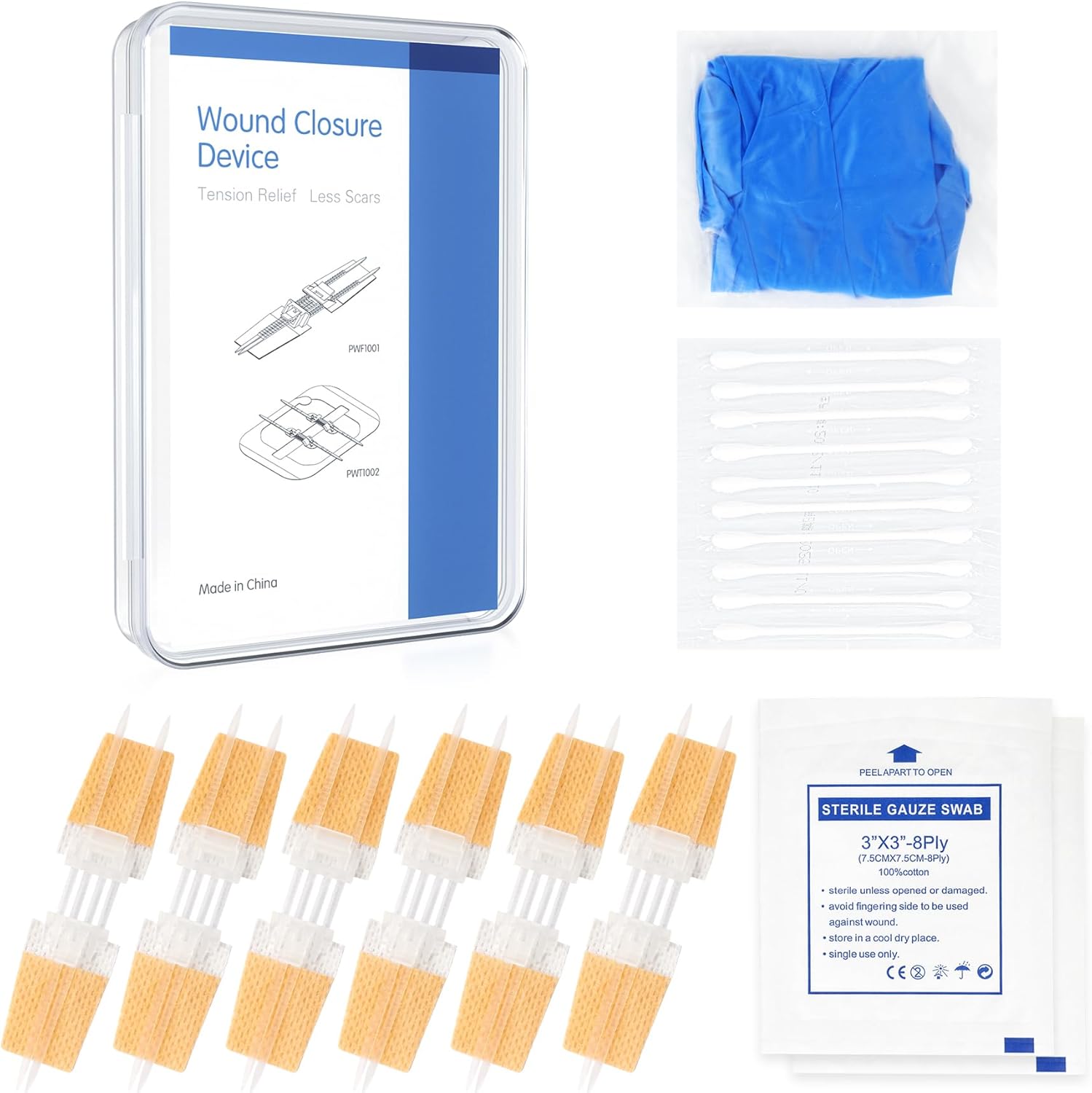 Amazon.com: Zip Stitch Wound Closure Kit, Butterfly Bandages,Quick Clot ...