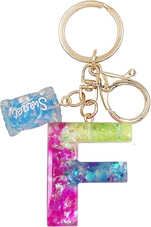 SELOVO Initial F Key Chain Letter Alphabet Sweet Charm Keychain for ...