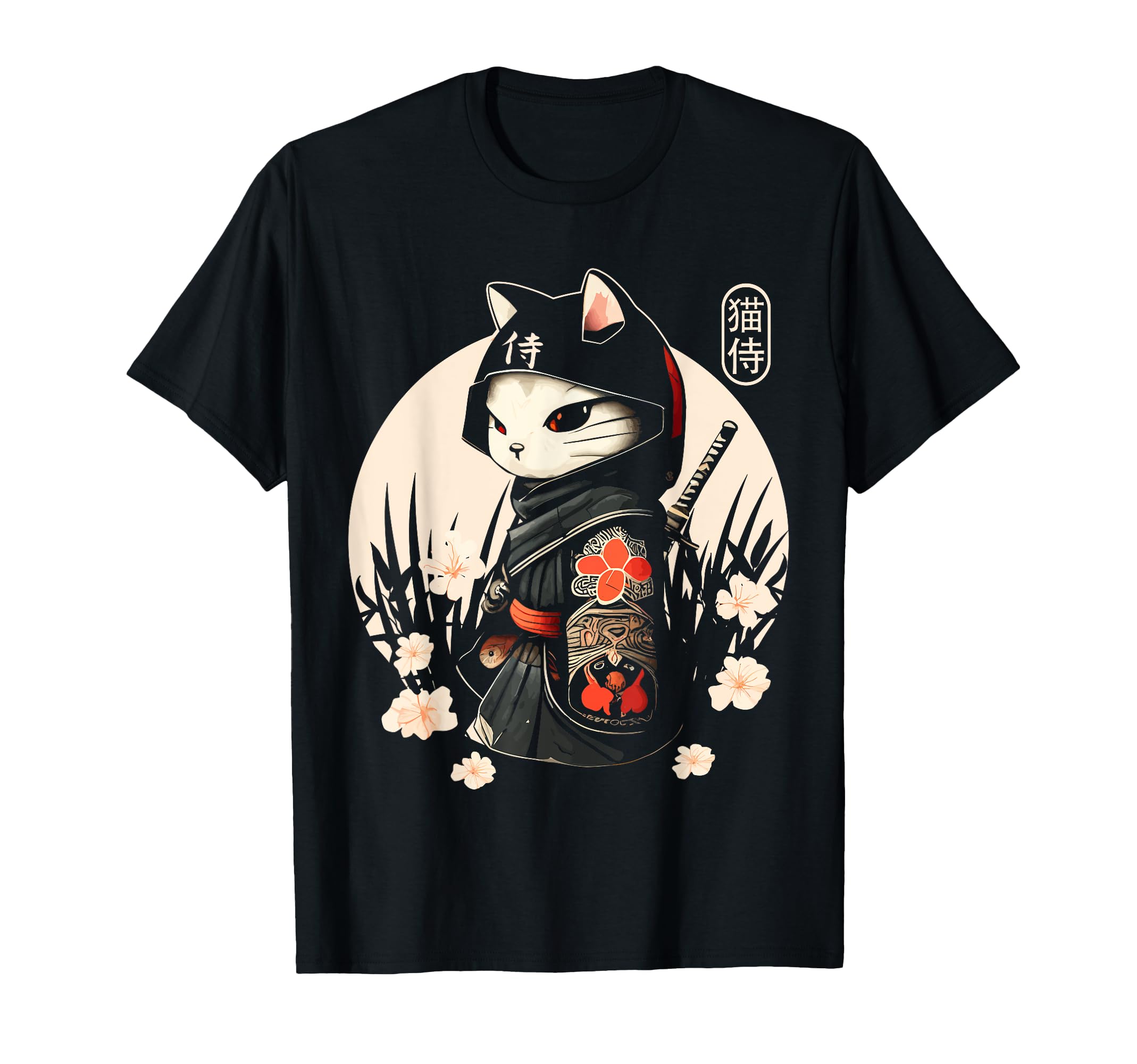 Amazon.com: Japanese Samurai Cat Tattoo, Kawaii Ninja Cat T-Shirt ...