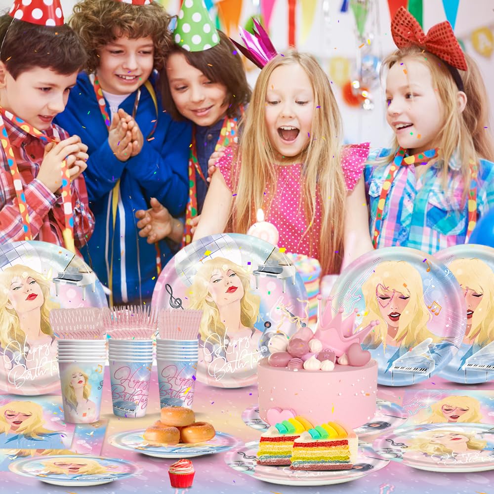 170pcs Birthday Party Supplies Singer Paper Plates Napkins Cups Plastic ...