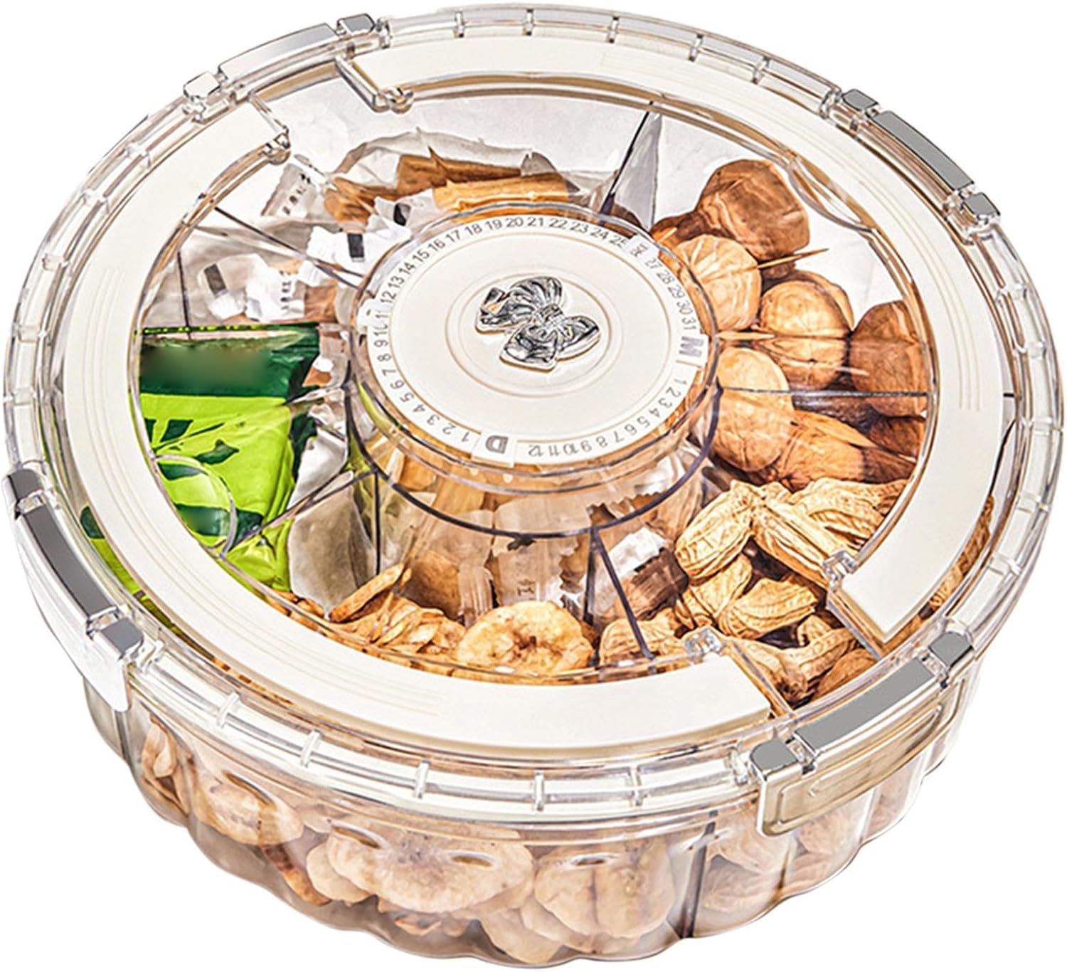 Amazon.com: 6 Divided Snack Box - Snack Spinner Tray with Lid | Candy ...