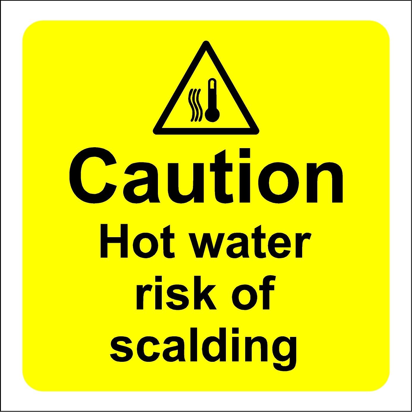 Warning sign Caution hot water risk of scalding safety sign - Self ...