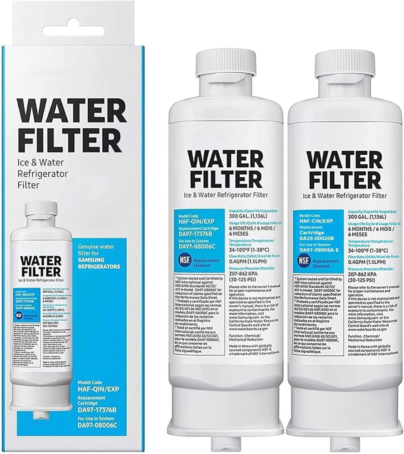 Filtro de Agua Original Compatibles con Refrigerador Samsung，DA97 ...