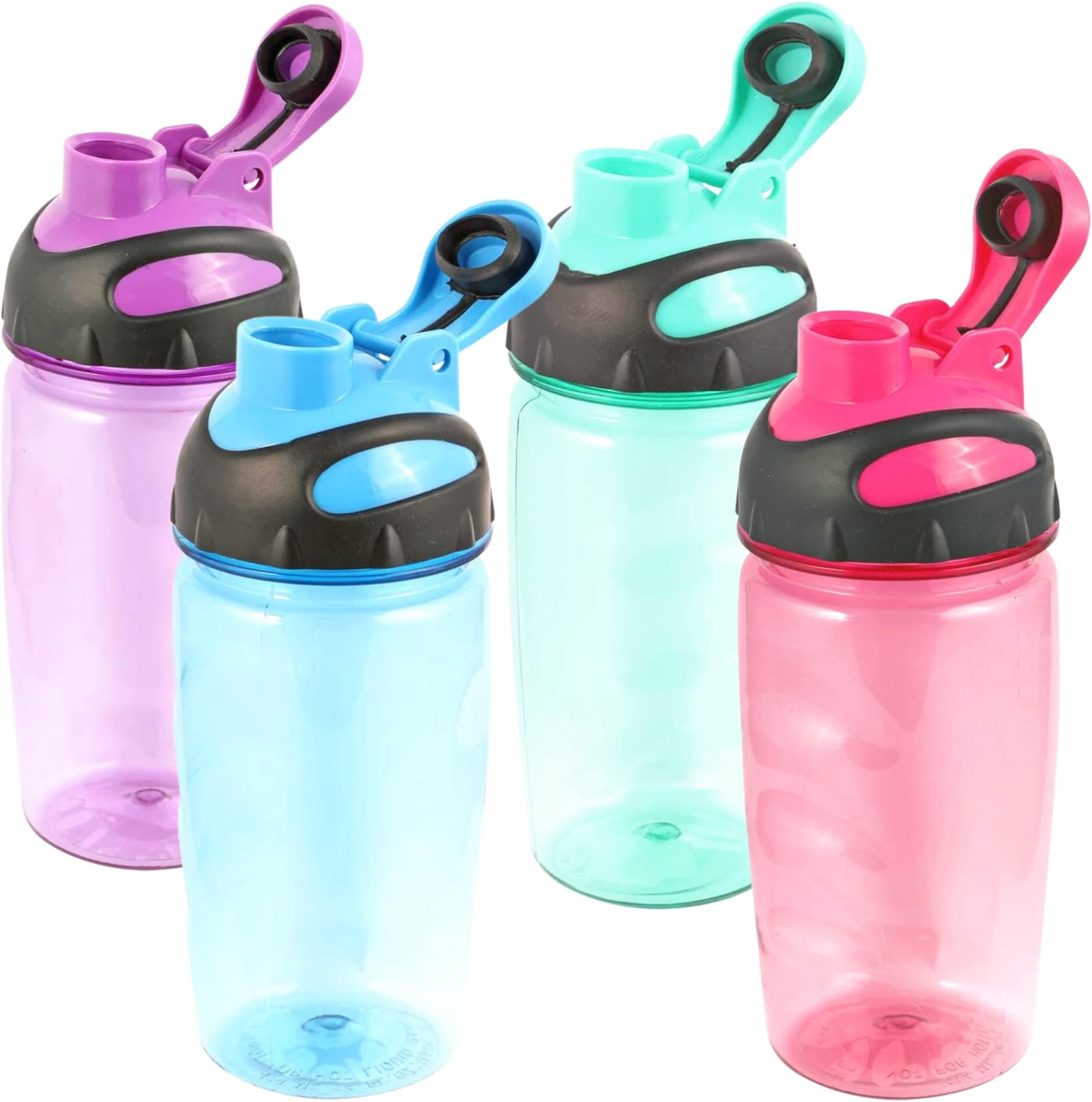 Amazon.com: GS Translucent Plastic Grip Water Bottles with Flip-Top ...