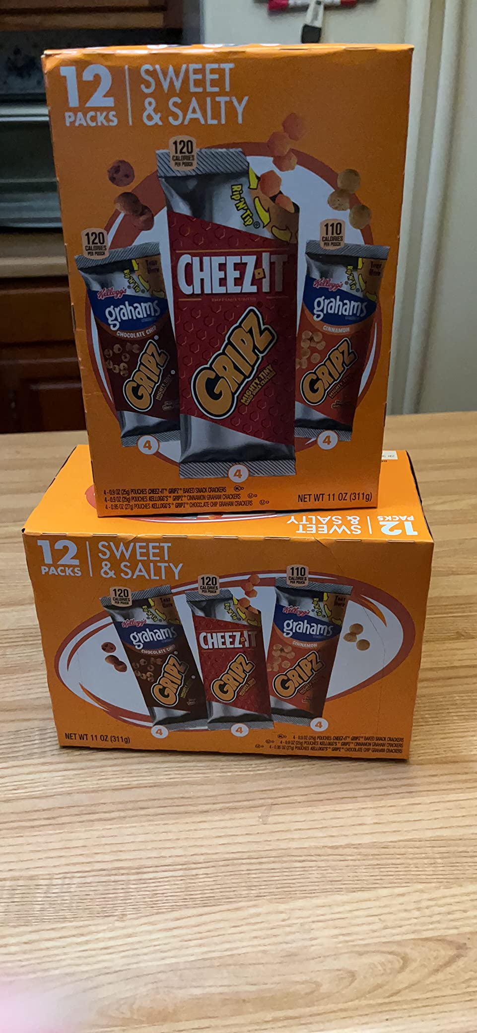 Amazon.com: Kellogg's Gripz Chips Deluxe/Cheez-It/Grahams Snack Variety ...
