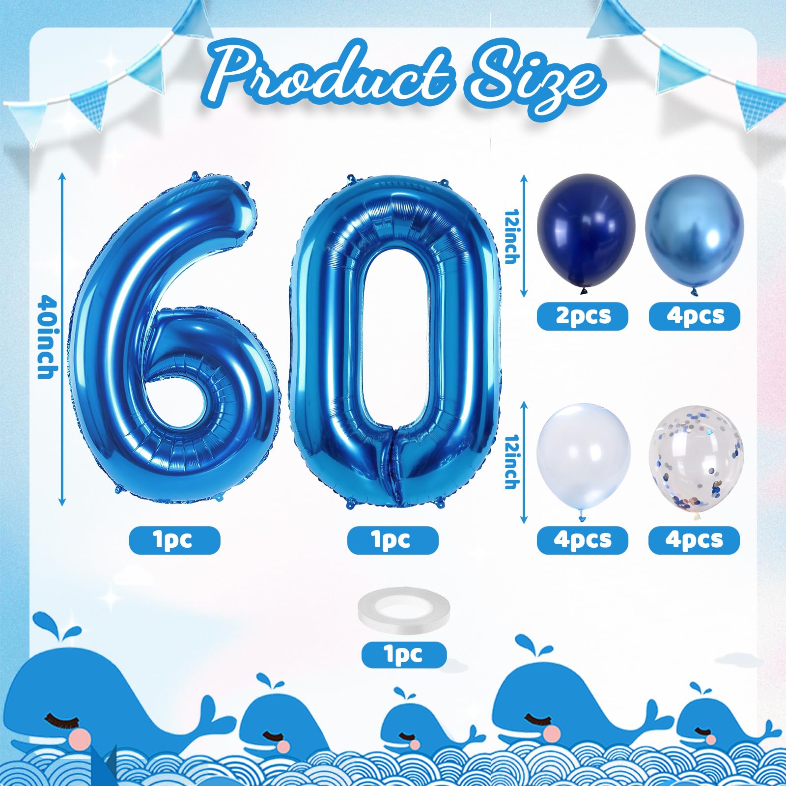Snapklik.com : 60 Balloon Number Blue, Big Number 60 Balloon Pastel ...