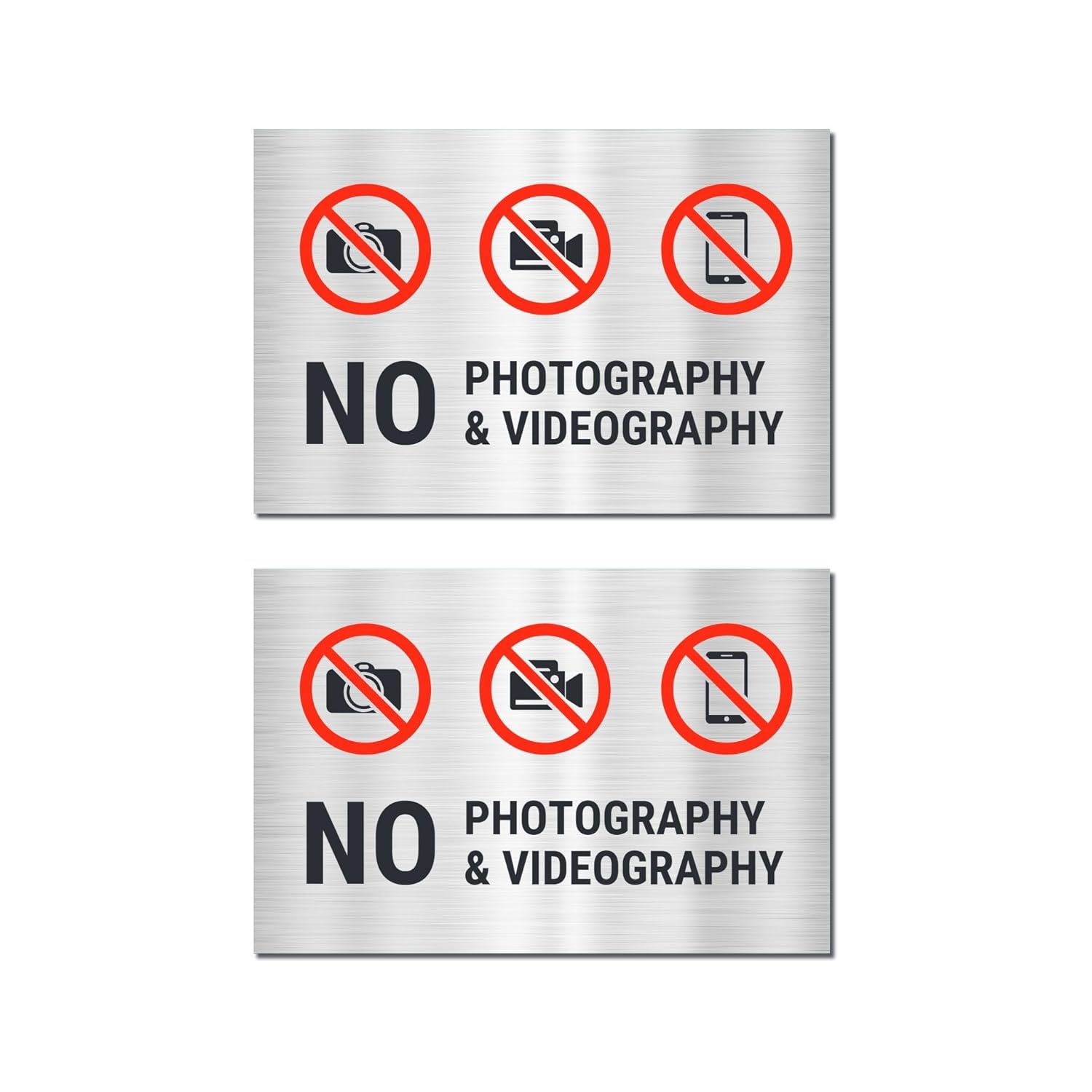 No Photography and Videography Acrylic Sign Board Silver color | Pack ...