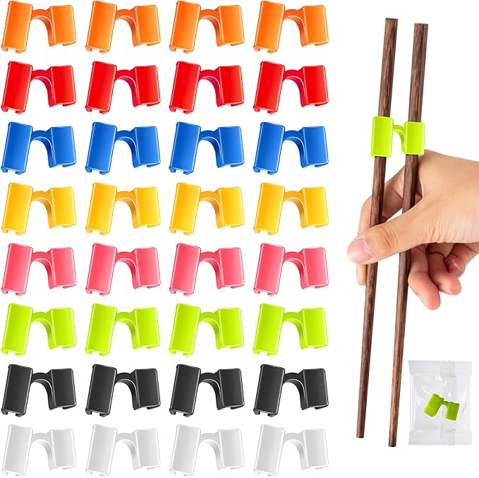 Amazon.com: Suttmin 200 Pcs Reusable Chopsticks Helper Multicolor ...