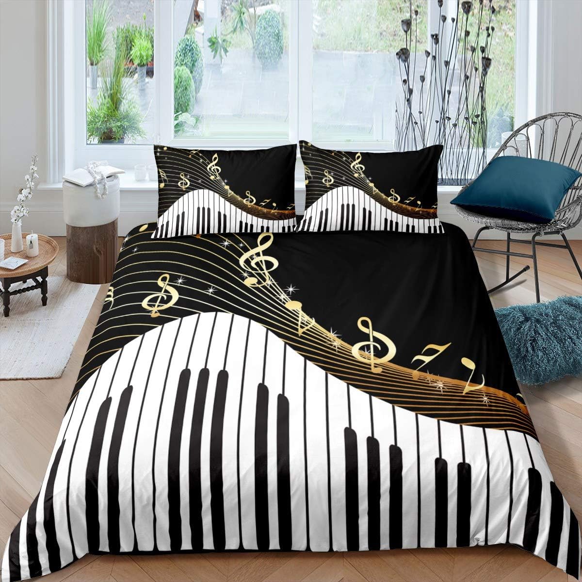 Amazon.com: Piano Pattern Comforter Cover Classic Music Themed Bedding ...