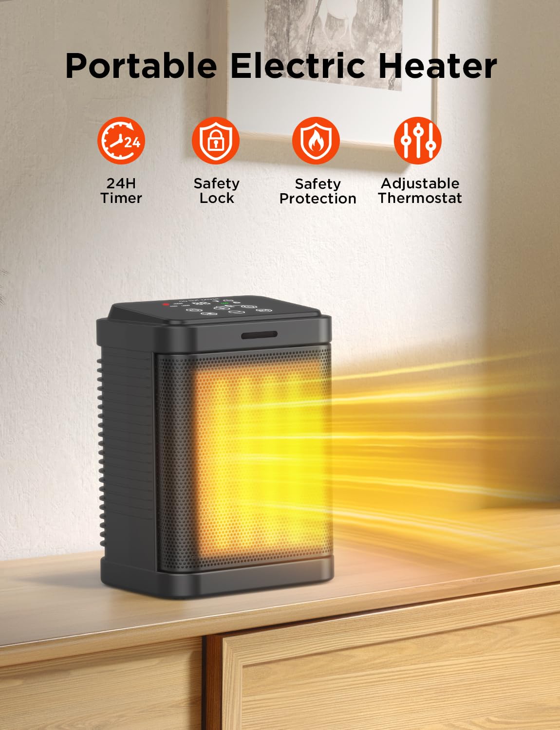 Snapklik.com : 1500W Small Space Heater, PTC Ceramic Heater, Portable ...